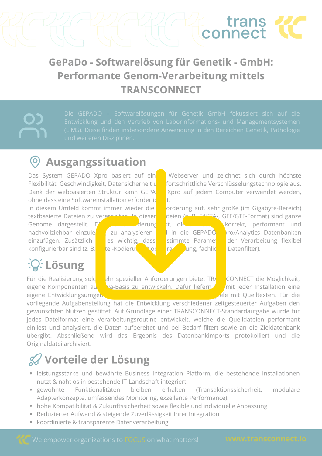 Performante Genom-Verarbeitung mittels TRANSCONNECT